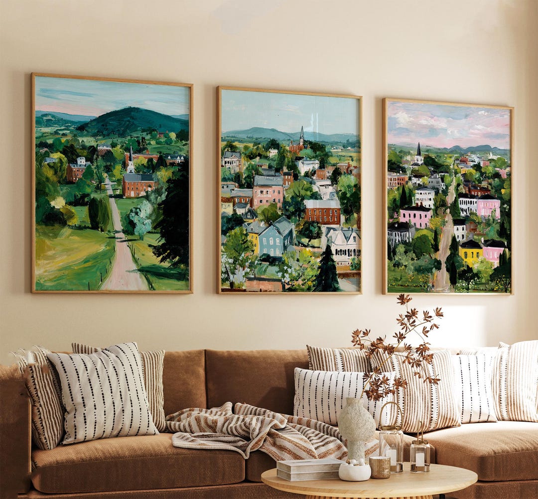 Charlottesville Virginia Poster Set of 3 Travel Wall Art Usa Historic ...