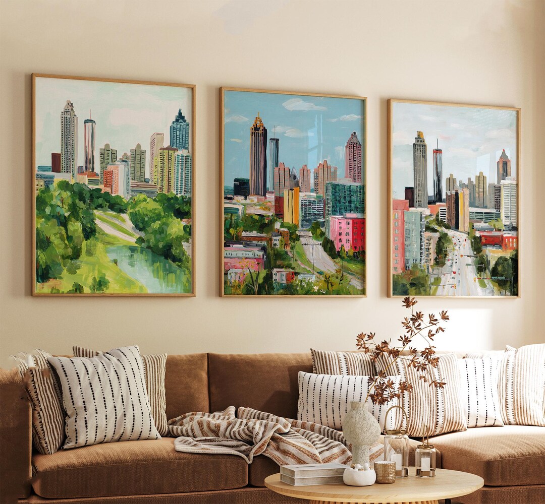 Atlanta Georgia Poster Set of 3, Travel Wall Art, Vintage Style ...