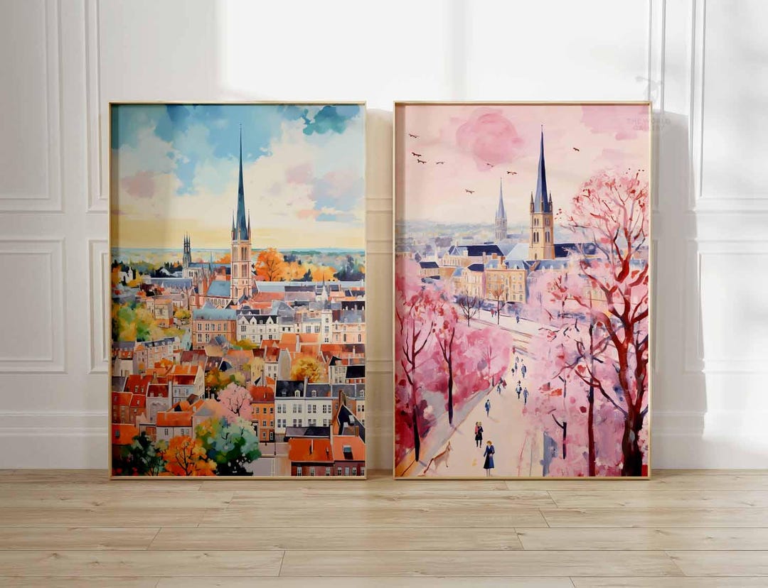 Set of 2 Northampton Posters, England Travel Prints, UK City Wall Art ...