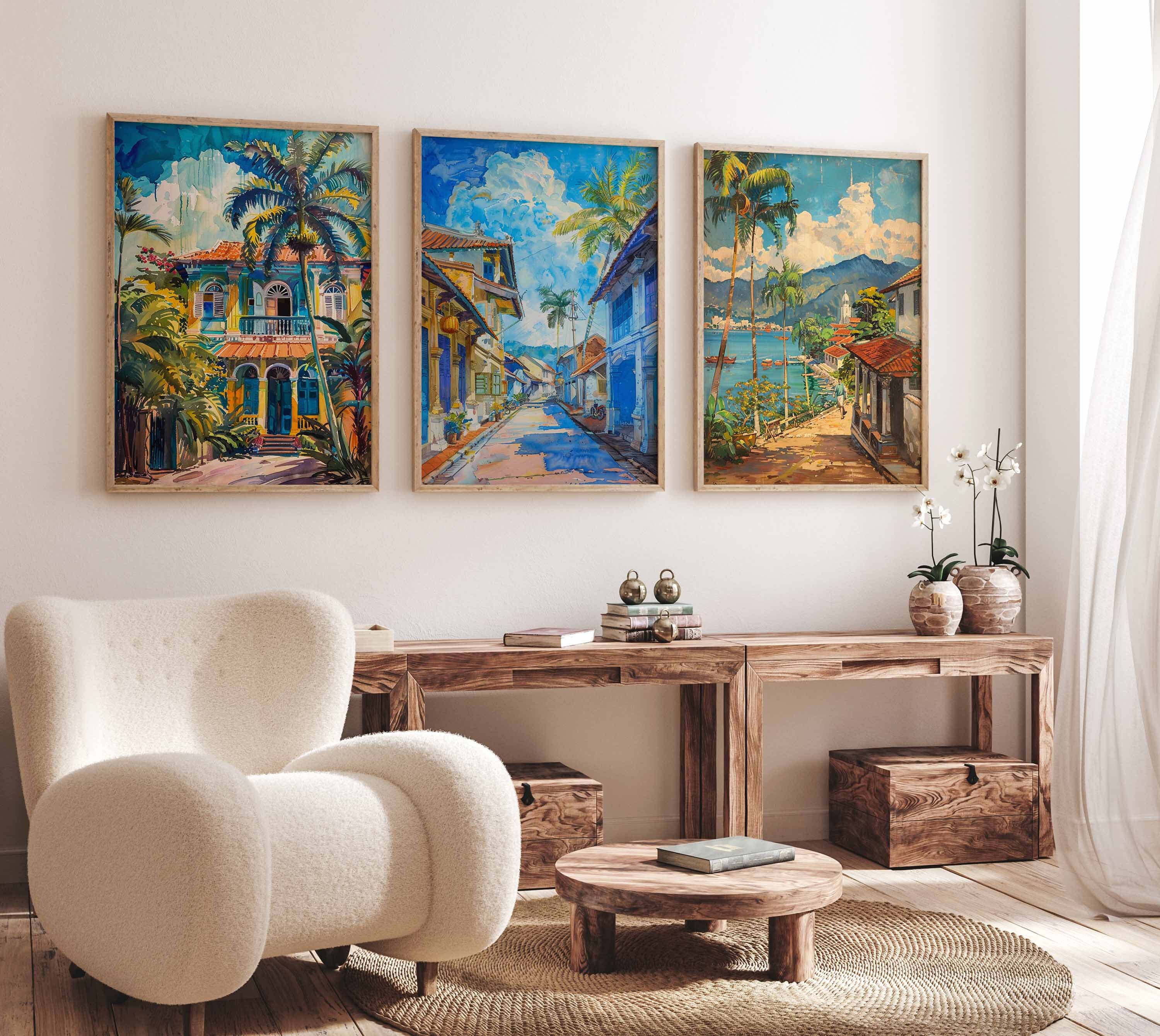 Set of 3 Penang Poster Set, Malaysia Travel Prints, Penang Art ...