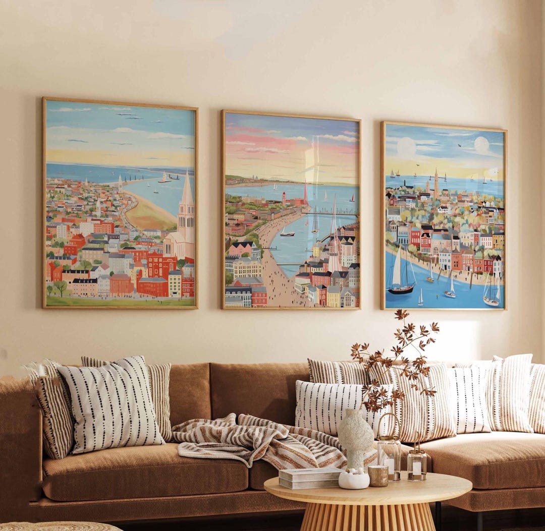 Set of 3 Sunderland Posters, UK Travel Prints, Coastal City Wall Art ...