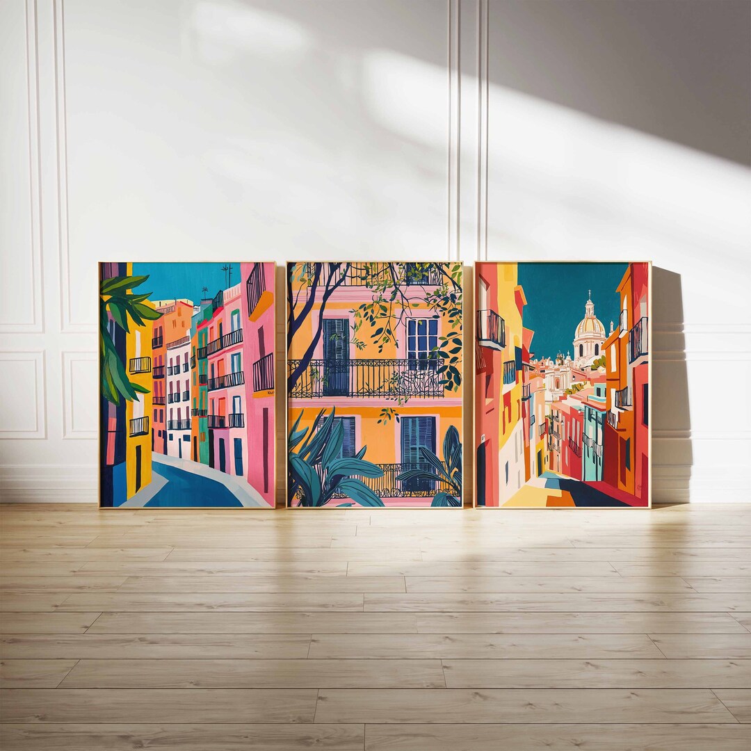 Set of 3 Madrid Poster Set, Vintage Madrid Art Set, Madrid Poster ...