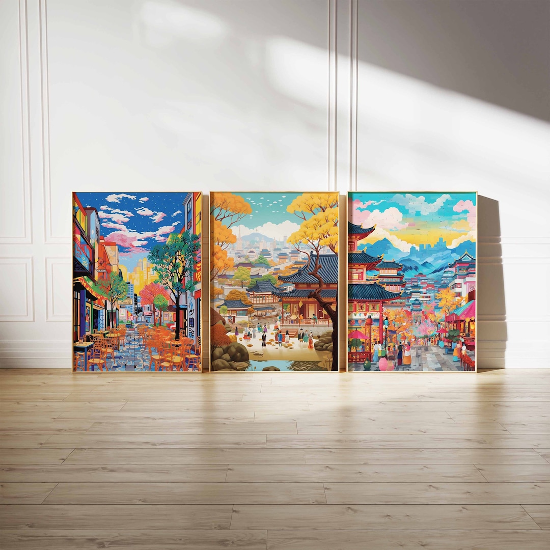 Set of 3 Korean Posters, Vintage Korean Street Print, Asian Print ...