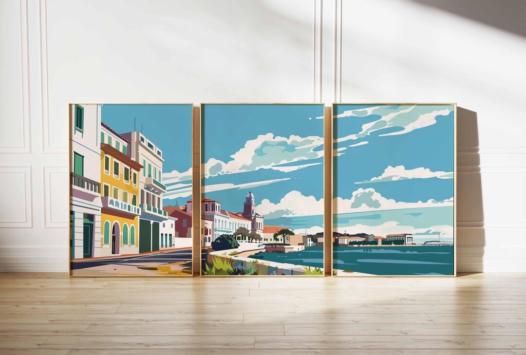 Set of 3 Montevideo Posters, Uruguay Travel Prints, South America Wall ...