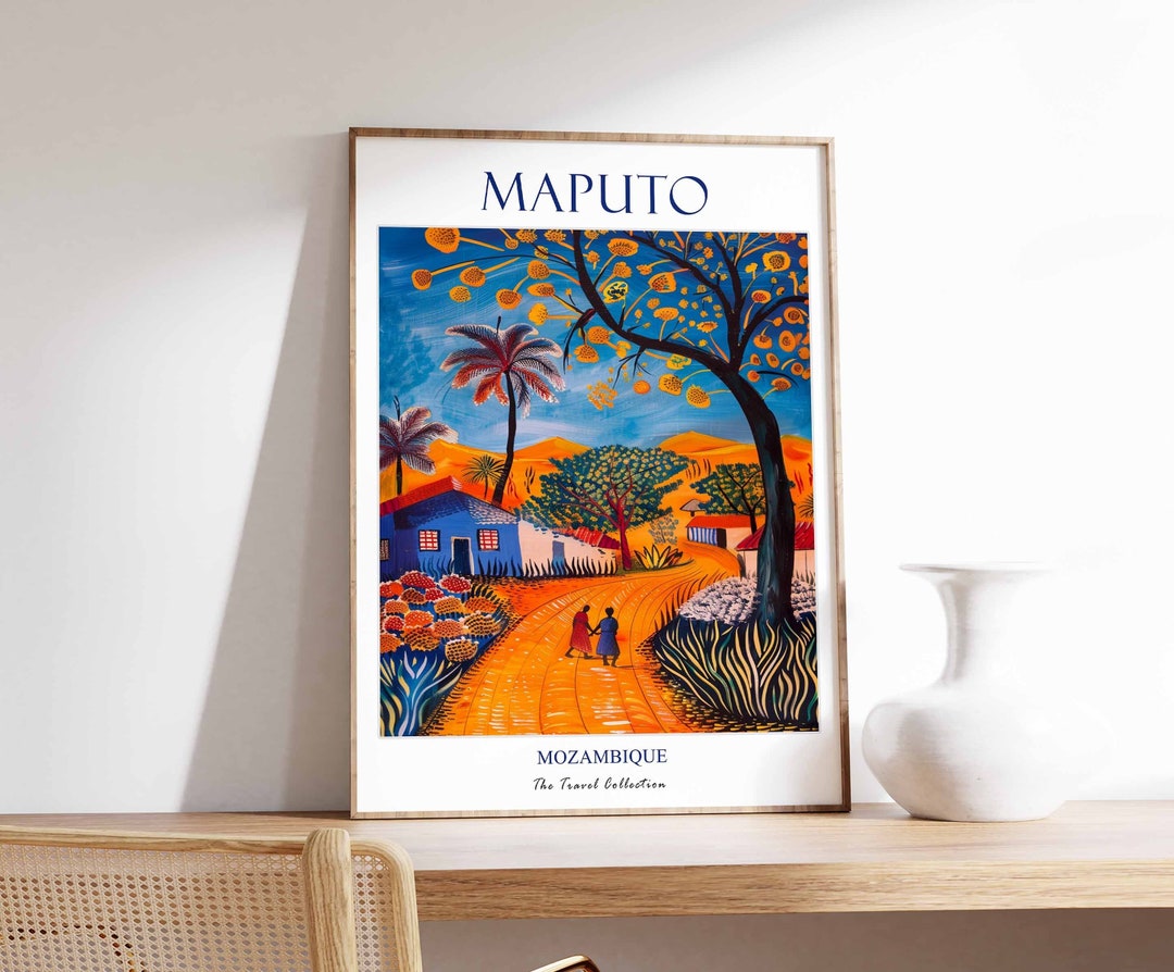 Maputo Poster, Mozambique Poster, Maputo Travel Poster, African Travel Print, Mountain Travel ...