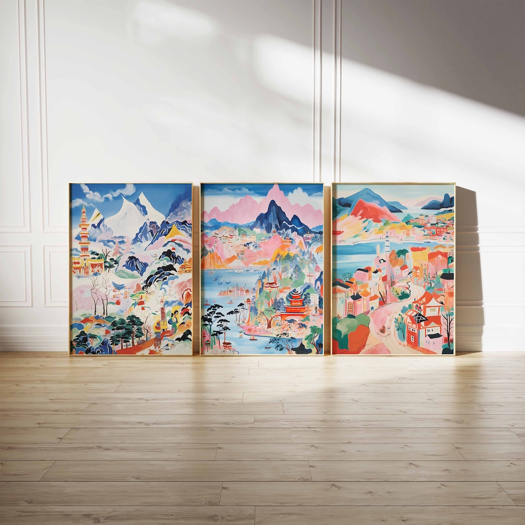 Set of 3 Korean Posters, Vintage Korean Street Print, Asian Print ...