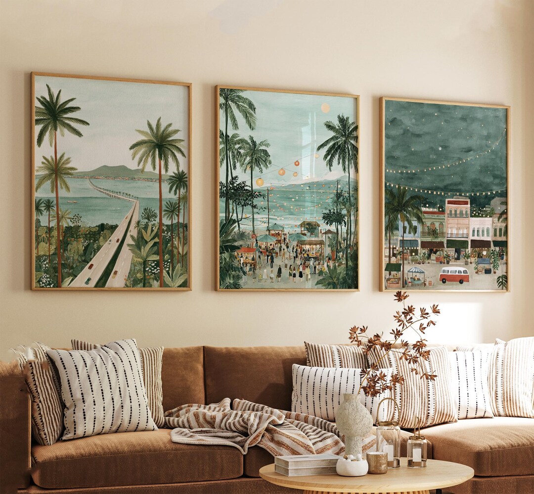 Penang Malaysia Poster Set of 3, Vintage Travel Illustration Wall Art ...