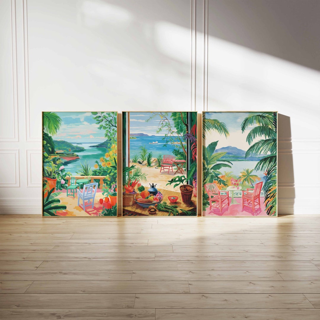 Set of 3 Caribbean Travel Posters, Vintage Caribbean Print, Tropical ...