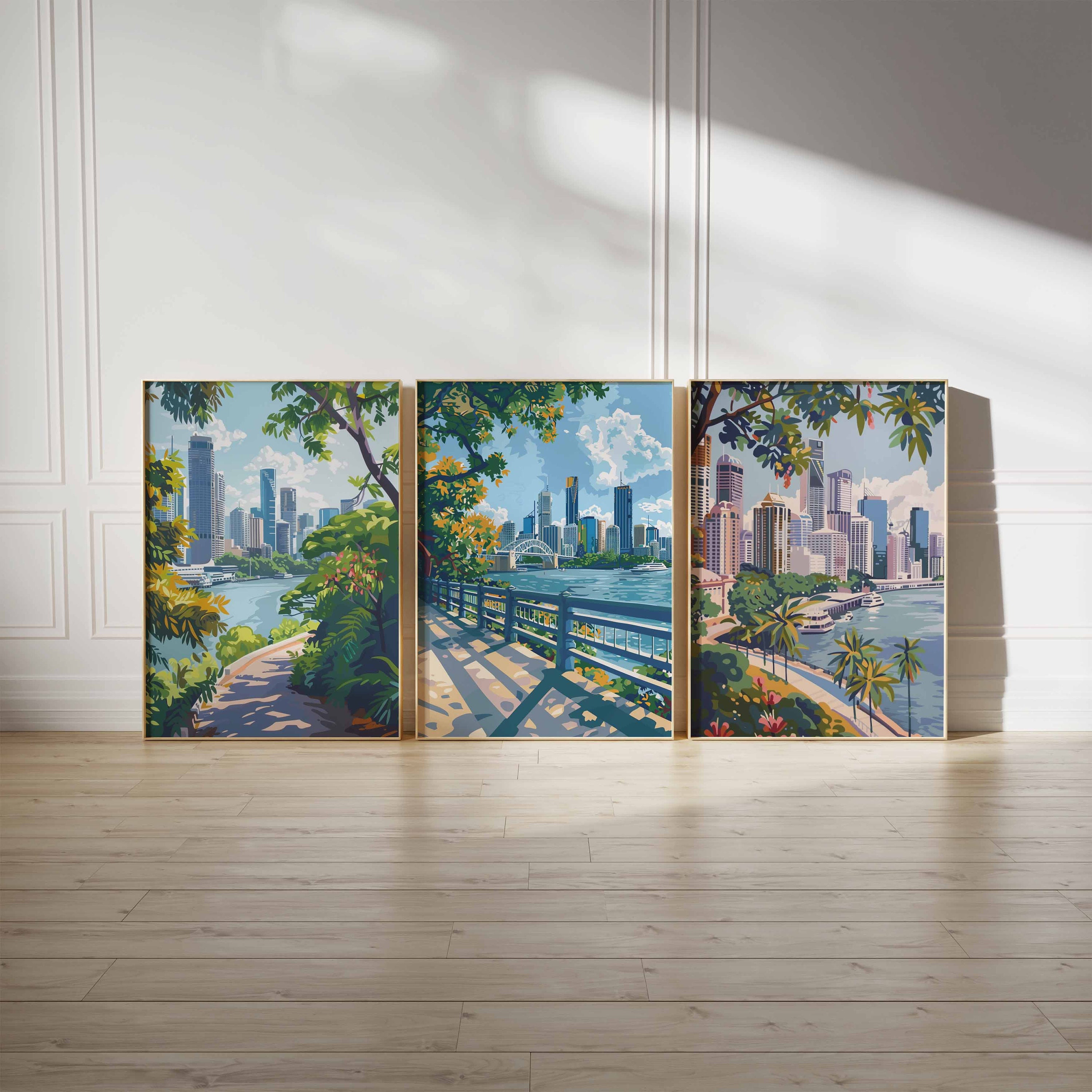 Set of 3 Brisbane Poster Set, Australian Travel Prints, Australia ...