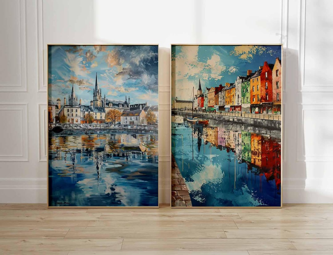 Athlone Poster Set of 2, Ireland Travel Print, Vintage UK Wall Art ...