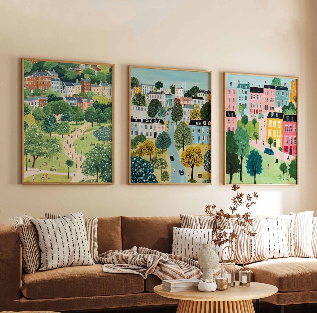 Set of 3 Primrose Hill Posters, London Prints, UK Cityscape Wall Art ...