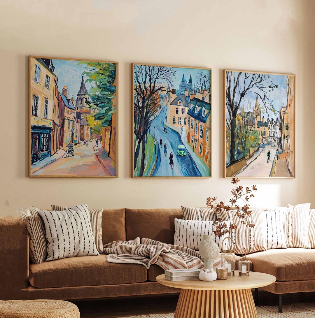 Set of 3 Oxford Posters, England Travel Prints, Oxford Wall Art Set ...