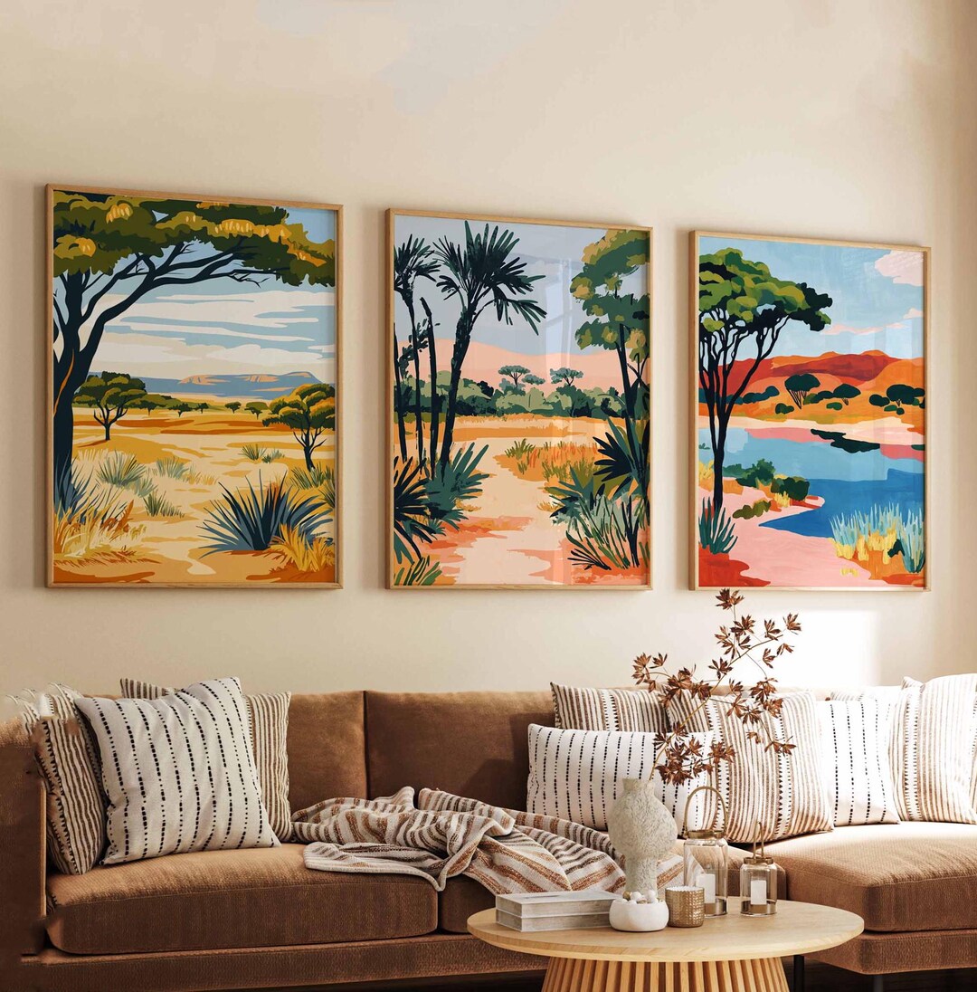 Set of 3 Botswana Posters, African Travel Prints, Botswana Wall Art Set ...