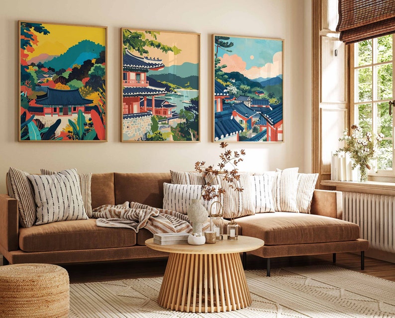 Set of 3 Korean Posters, Vintage Korean Street Print, Asian Print ...