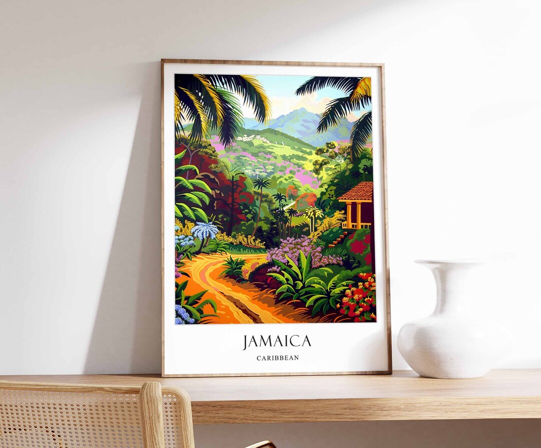 Jamaica Poster, Jamaican Beach Decor, Caribbean Wall Art, Island ...