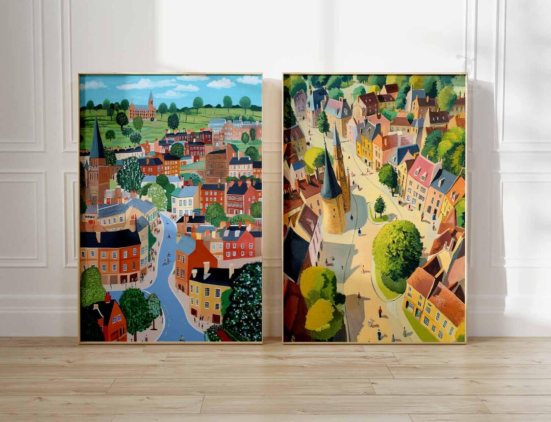 Set of 2 Northampton Posters, England Travel Prints, UK City Wall Art ...