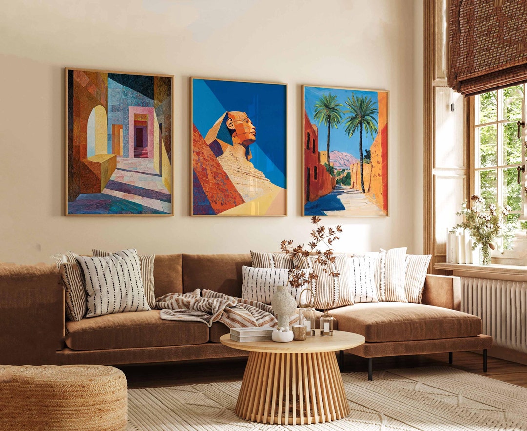 Set of 3 Egypt Posters, Pyramids of Giza Travel Prints, Egyptian Wall ...