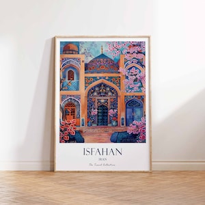 Isfahan Print, Isfahan Travel Poster, Middle East Travel Print, Islamic ...