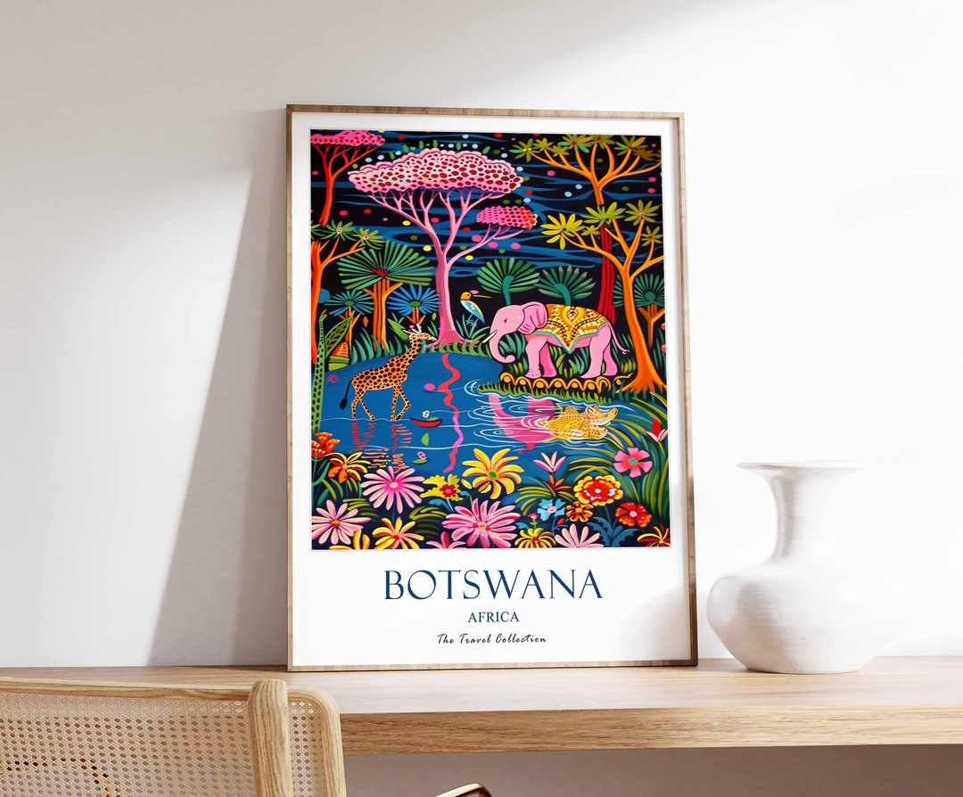 Botswana Poster, Africa Poster, Safari Travel Poster, Travel Poster ...