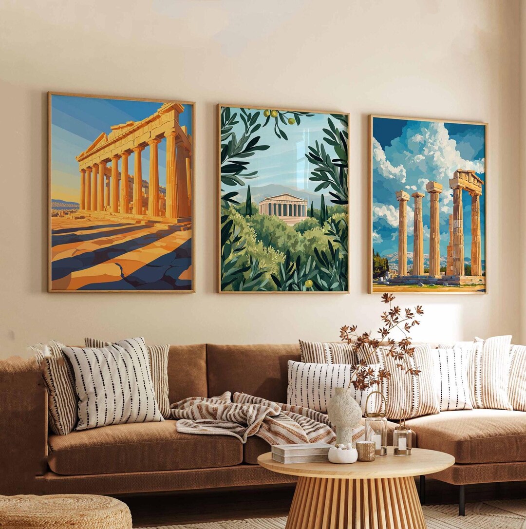 Set of 3 Athens Posters, Greece Travel Posters, Ancient Ruins Wall Art ...