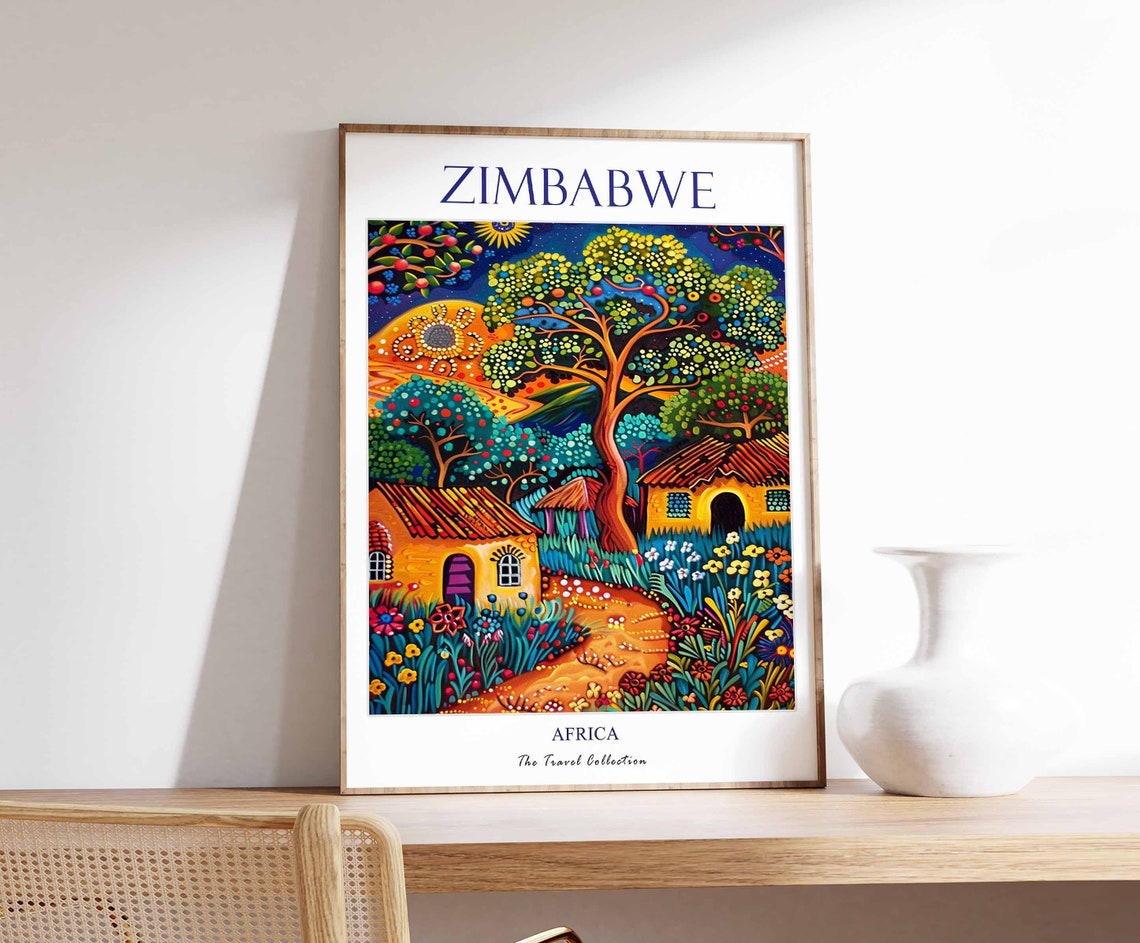 Zimbabwe Poster, Africa Poster, African Print, Zimbabwe Wall Decor ...