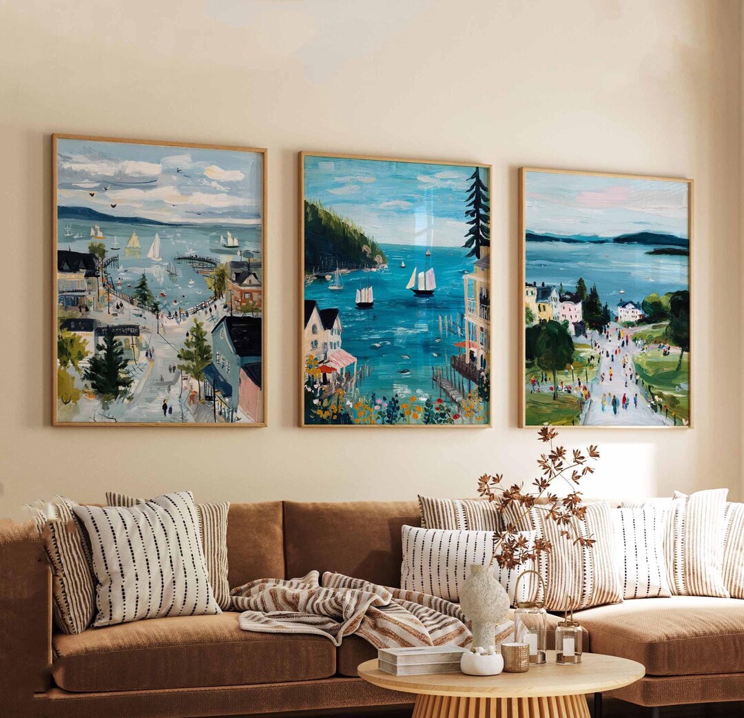 Set of 3 Bar Harbor Posters, Maine Wall Art Prints, Bar Harbor Travel ...