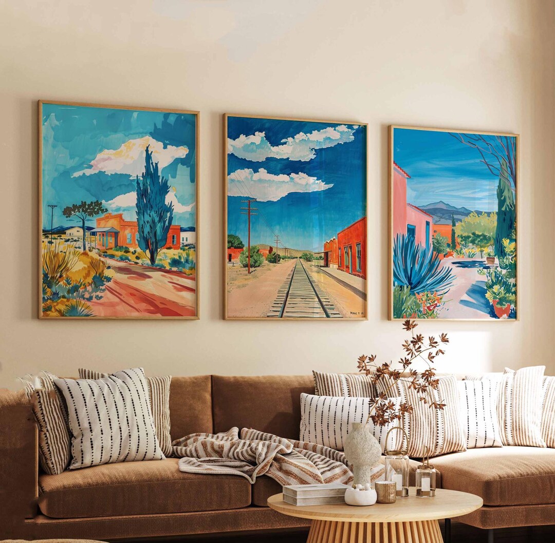 Set of 3 Marfa Posters, Texas Travel Prints, Desert Wall Art Sets ...