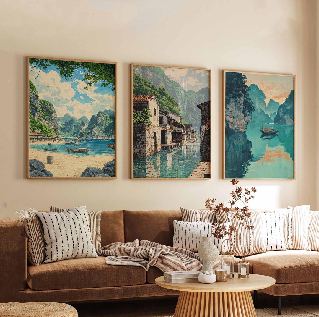 Set of 3 Cat Ba Island Posters, Vietnam Travel Posters, Cat Ba Prints ...