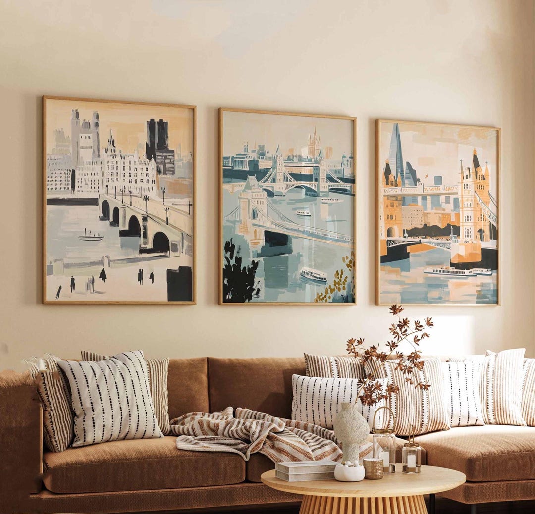 Set of 3 London Bridge Posters, UK Travel Prints, Iconic Landmark Wall ...