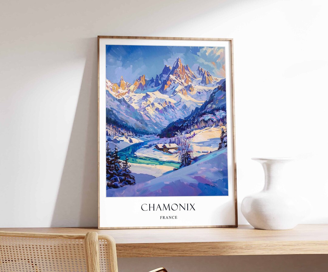 Chamonix Poster, France Poster, Alps Poster, Vintage Travel Art, Ski ...