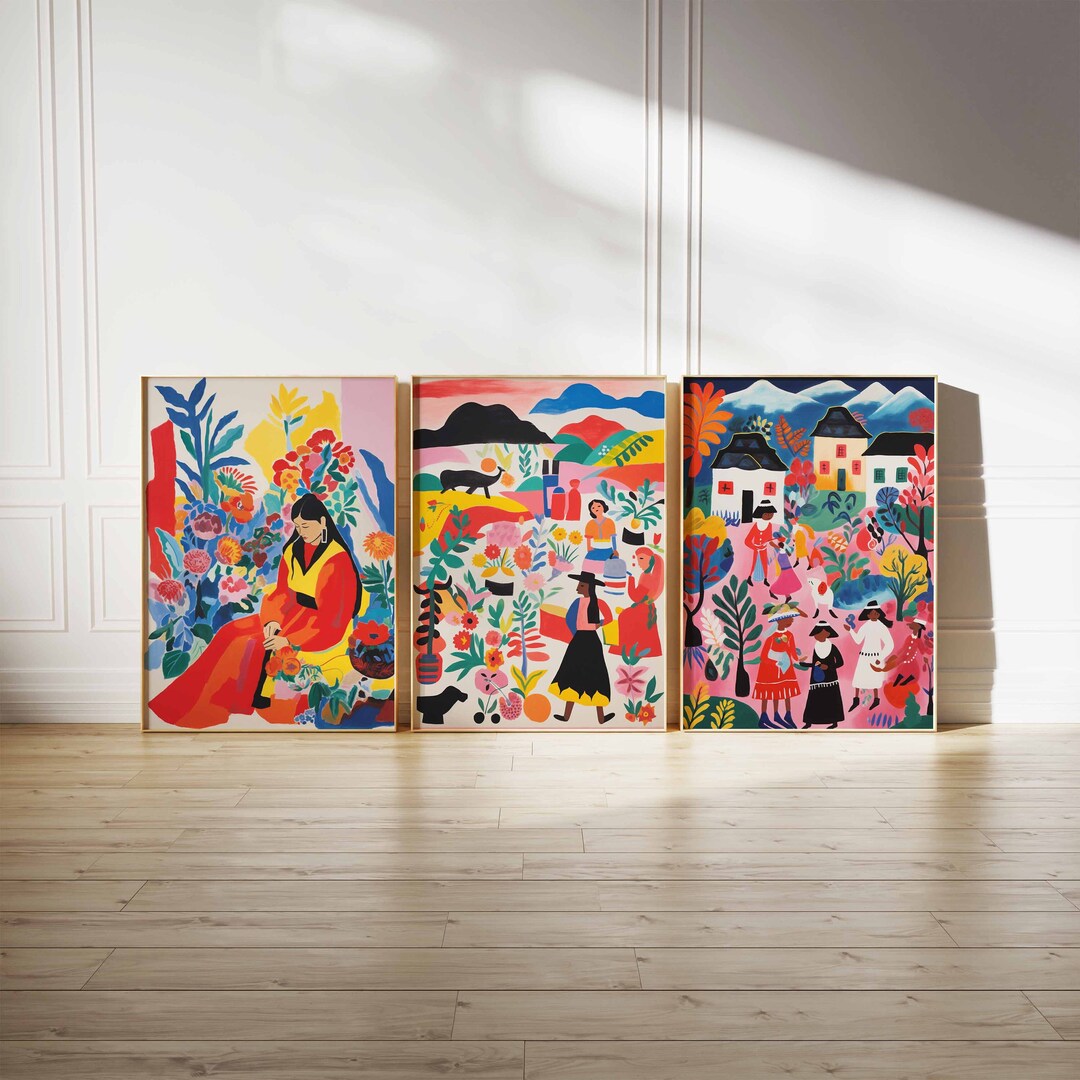 Set of 3 Chile Posters, Vintage Chilean Floral Prints, Indigenous Art ...