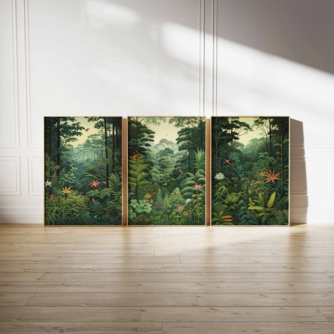 Vintage Jungle Poster Set, Set of 3 Tropical Posters, Henri Rousseau ...