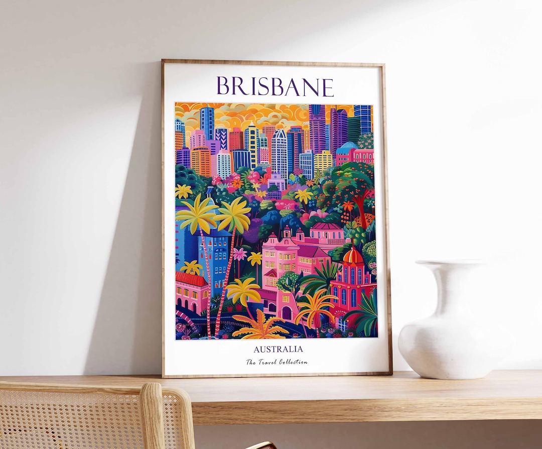 Brisbane Poster, Brisbane Print, Australia Travel Decor, Tropical Decor ...