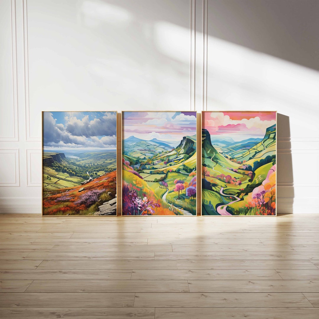 Peak District National Park Set of 3 Posters, Derbyshire UK Travel ...