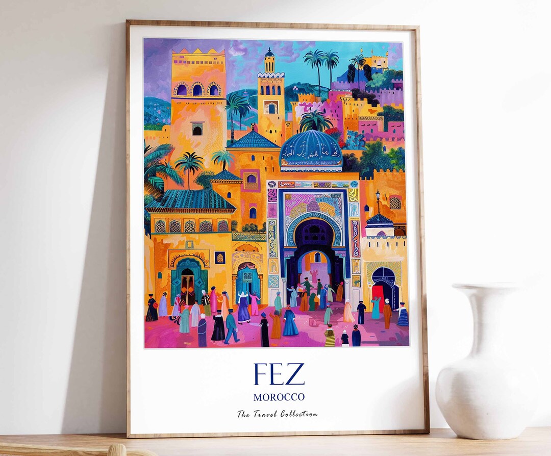 Fez Print, Fez Travel Poster, Fez Gift, Middle East Travel Print ...