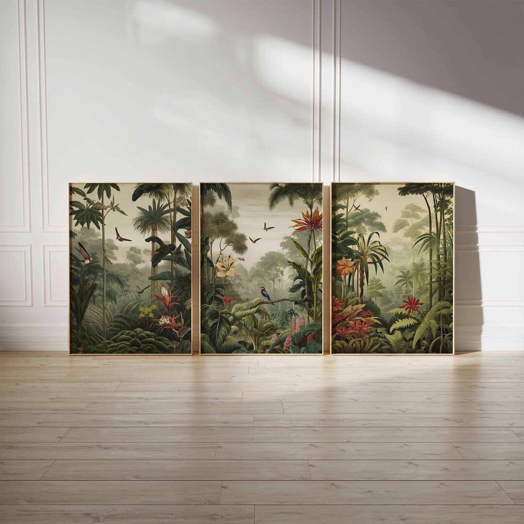 Vintage Botanical Poster Set, Set of 3 Floral Posters, Henri Rousseau ...