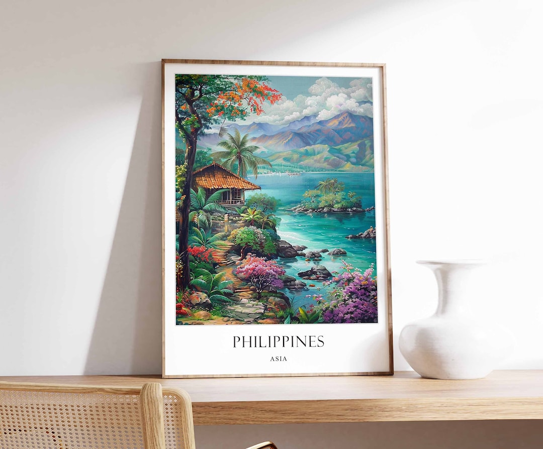 Philippines Poster, Southeast Asia Travel Decor, Tropical Beach Wall ...