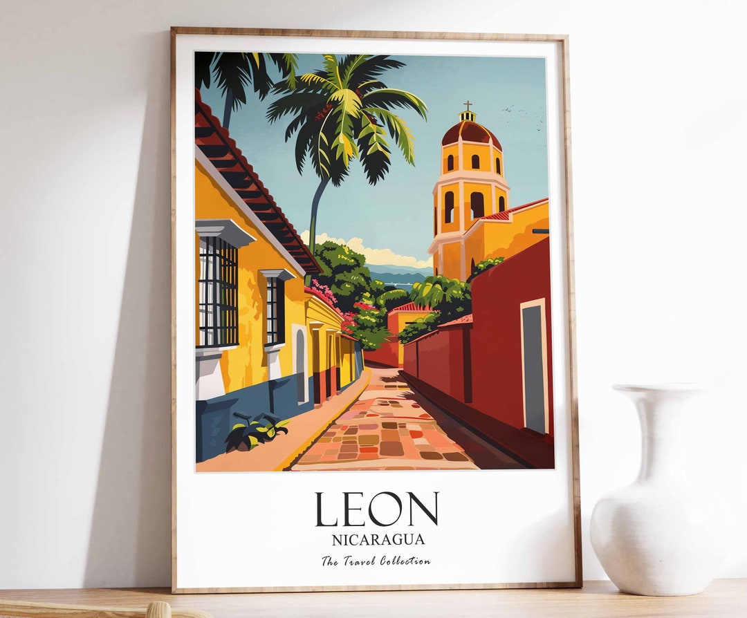 Leon Print, Leon Travel Poster, Nicaragua Travel Print, Tropical Decor ...