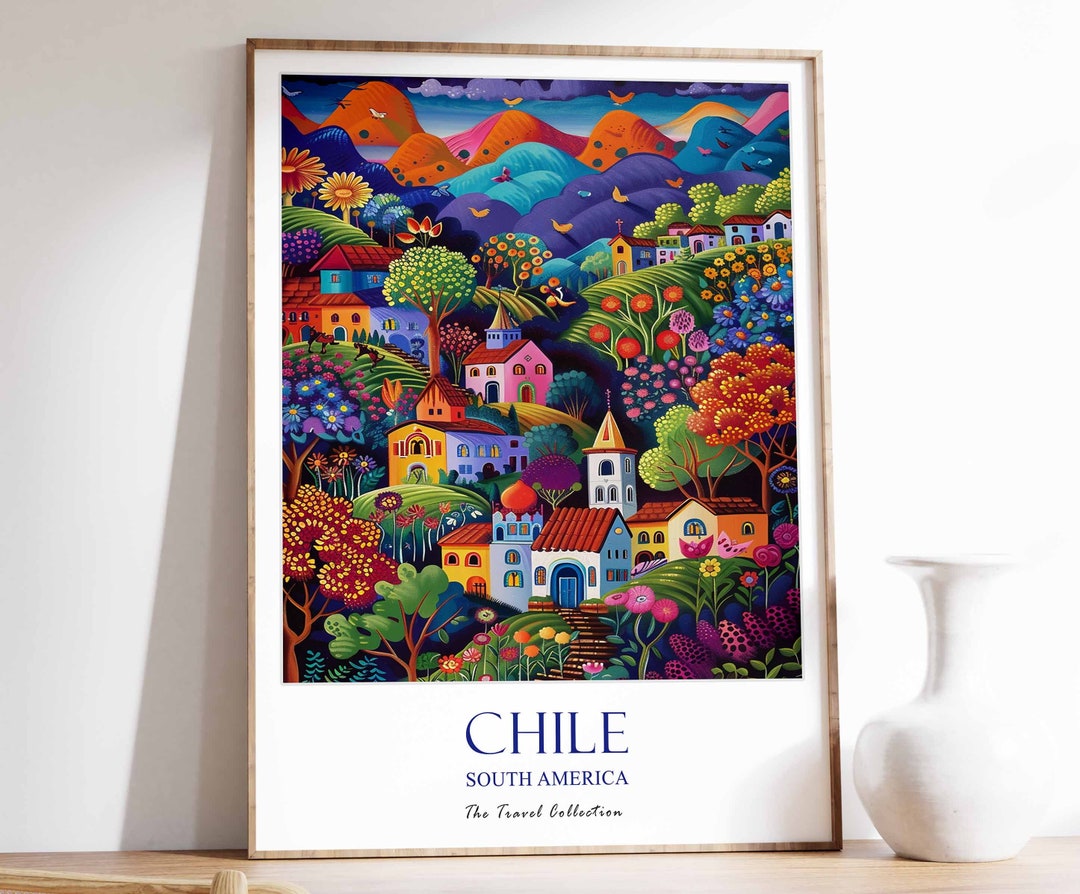Chile Poster, Chile Travel Print, South American Travel Art, Tropical ...