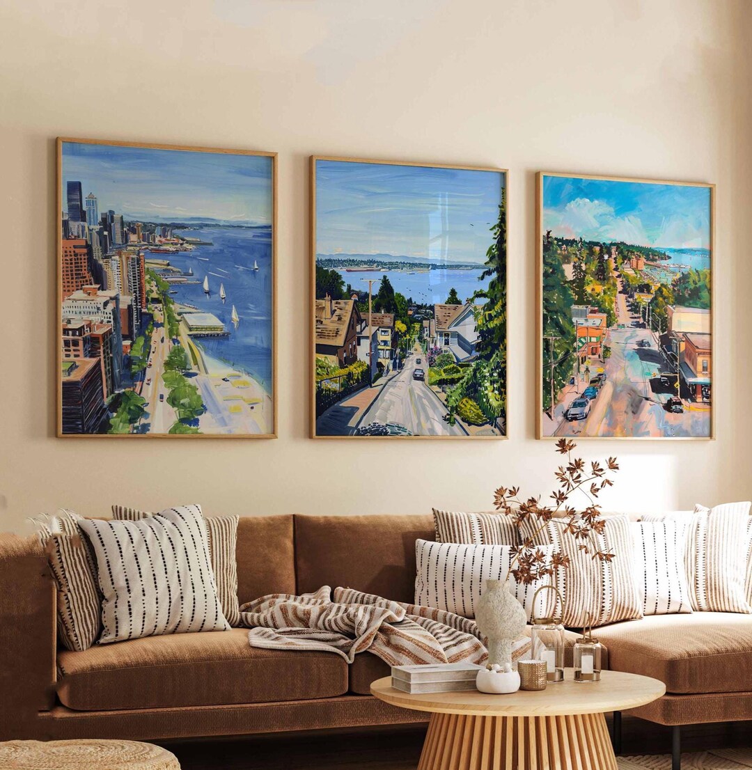 Set of 3 Seattle Posters, Seattle Washington Prints, Seattle Travel ...