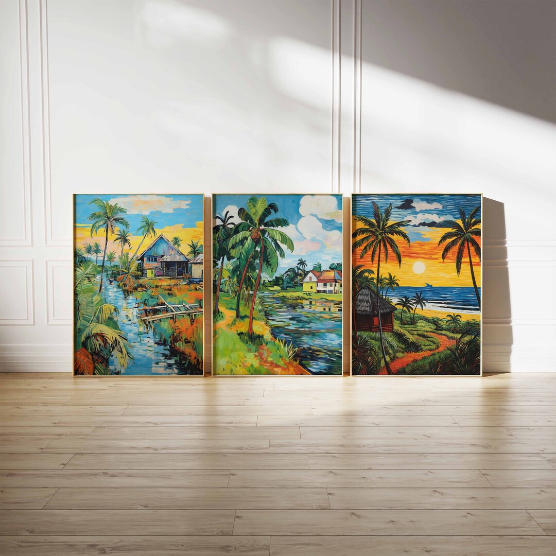 Set of 3 Guyana Posters, Vintage Caribbean Floral Prints, Indigenous ...