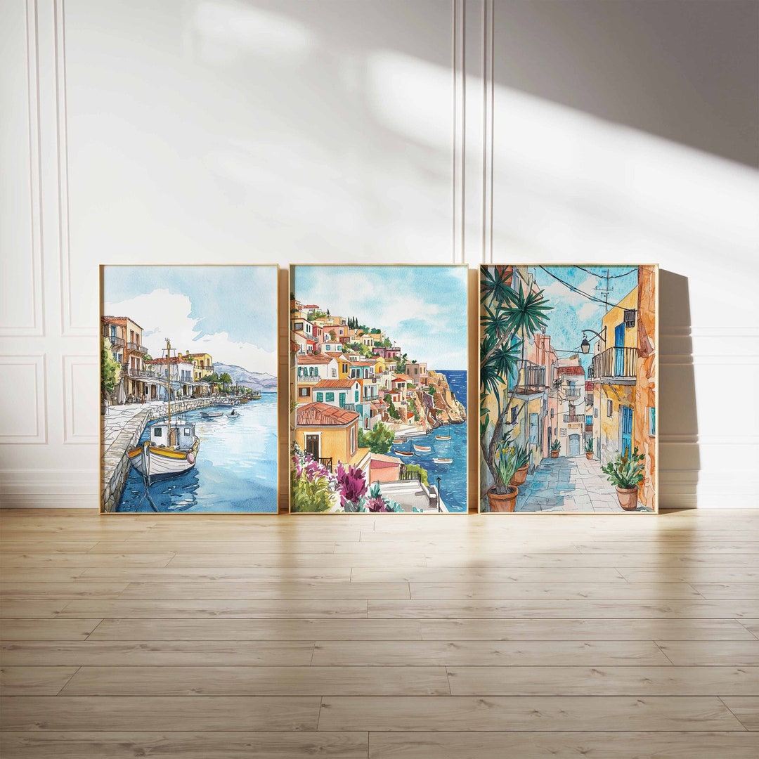 Set of 3 Crete Poster Set, Vintage Crete Art Set, Crete Poster, Greece ...