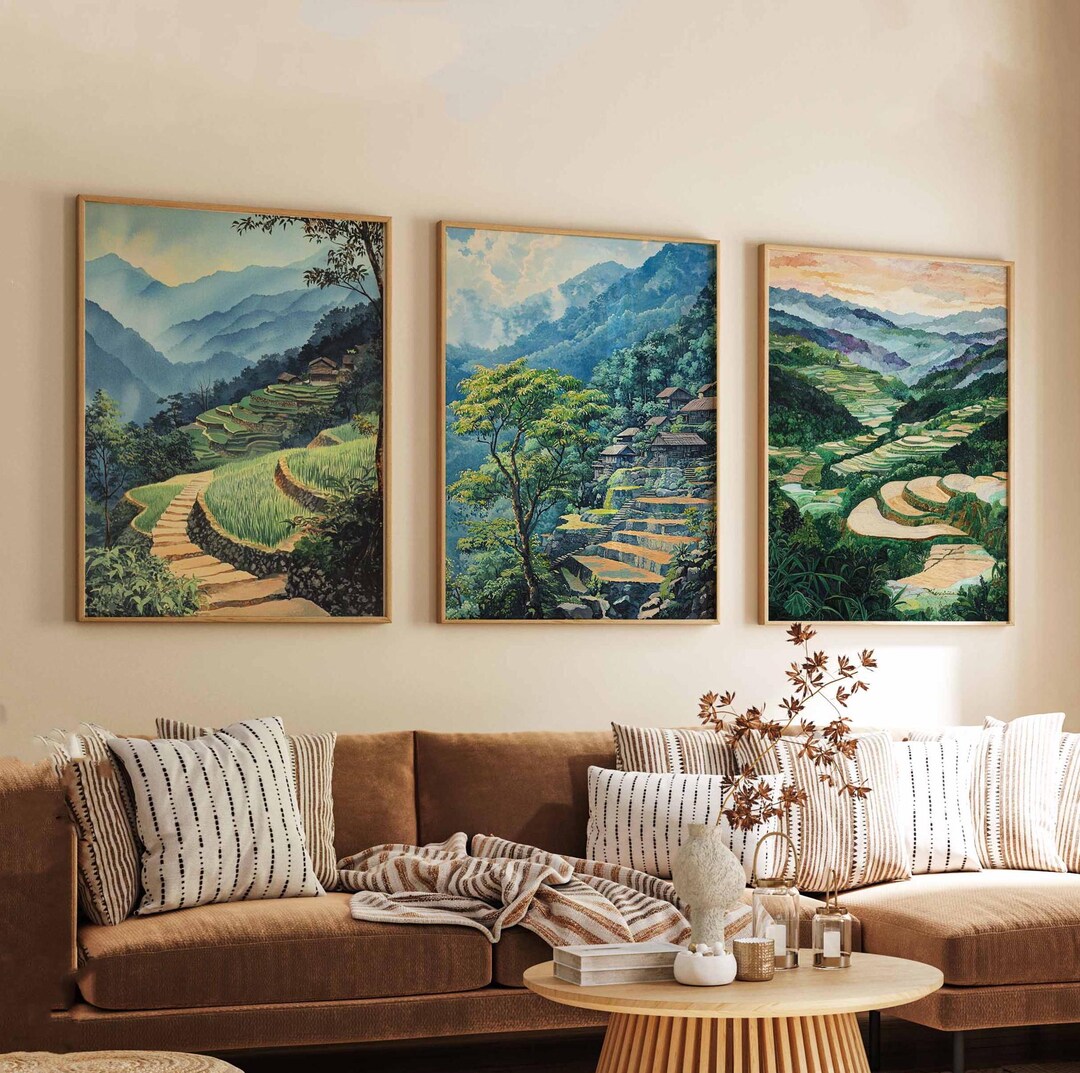 Set of 3 Banaue Rice Terraces Posters, Banaue Rice Terraces Prints ...