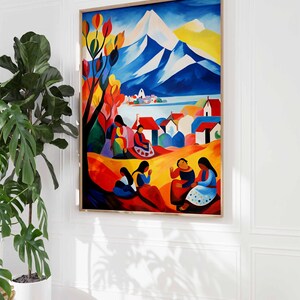 Chile Art Print, Vintage Chilean Floral Poster, Indigenous Art, Folk ...