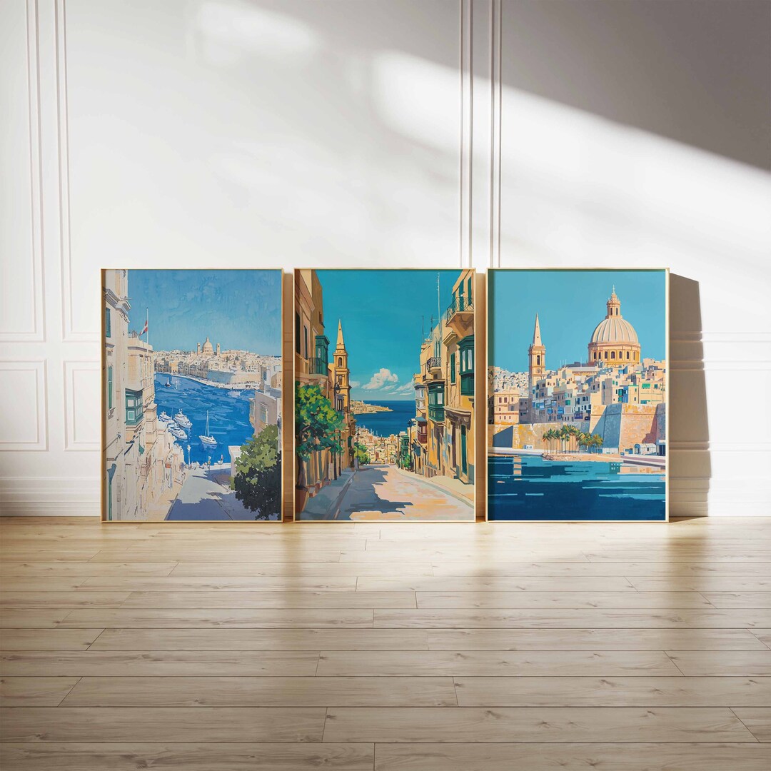 Set of 3 Malta Poster Set, Vintage Malta Art Set, Malta Poster ...