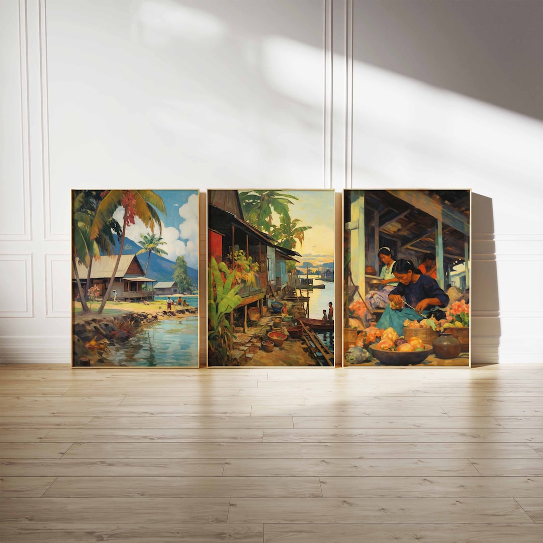 Set of 3 Philippines Poster Set, Vintage Filipino Floral Prints ...