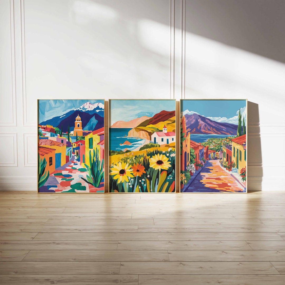 Set of 3 Chile Poster Set, Vintage Chile Art Set, Chile Poster, South ...