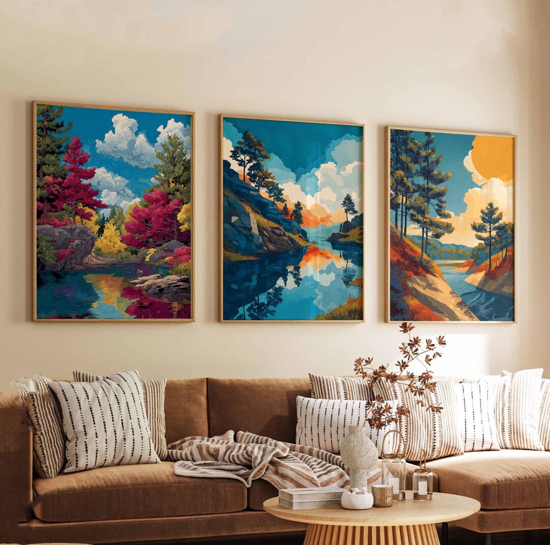 Set of 3 Minnesota Posters, USA Travel Prints, Scenic Wall Art Sets ...