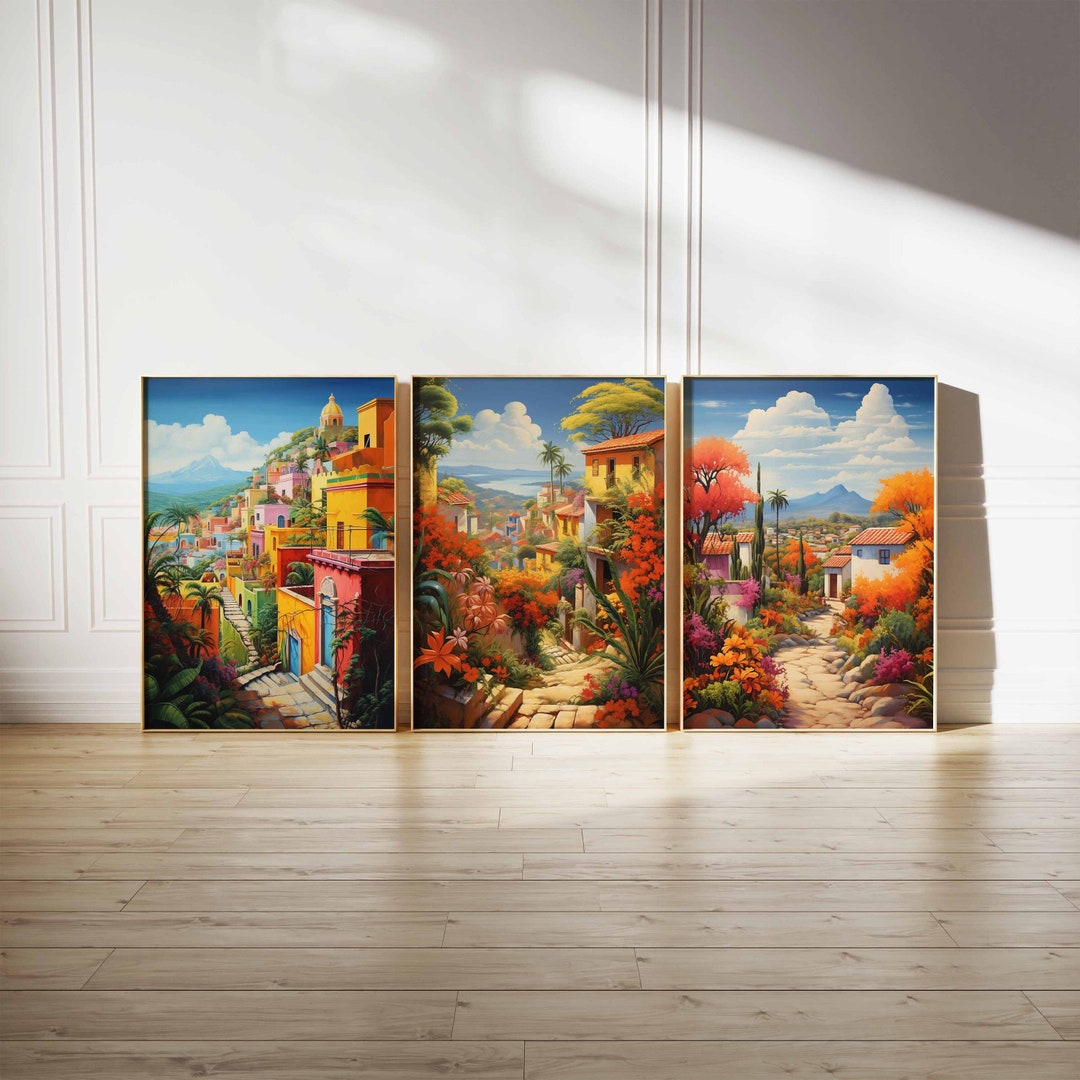 Set of 3 Mexico Posters, Vintage Mexican Floral Prints, Indigenous Art ...