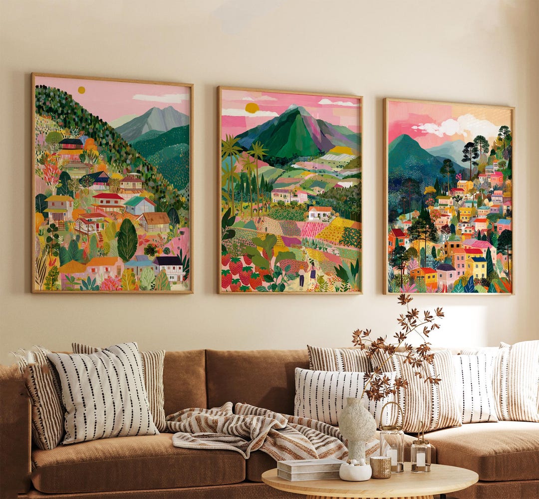 Baguio Philippines Poster Set of 3, Vintage Inspired Mountain Landscape ...